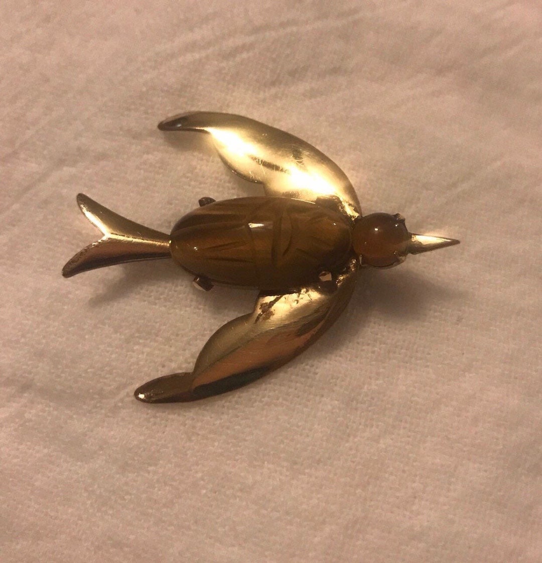 Vintage W.E. Richards Gold Filled Scarab Bird Brooch Pin - Etsy