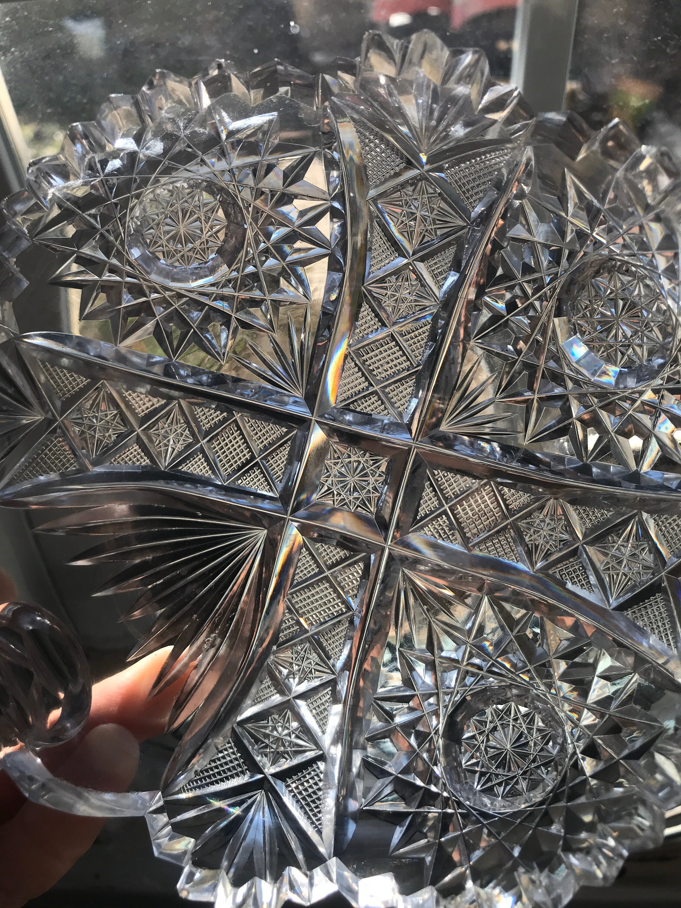 Cut Crystal Nappy Dish Vintage Hobstar Star - Sawtooth Rim - Thumb ...