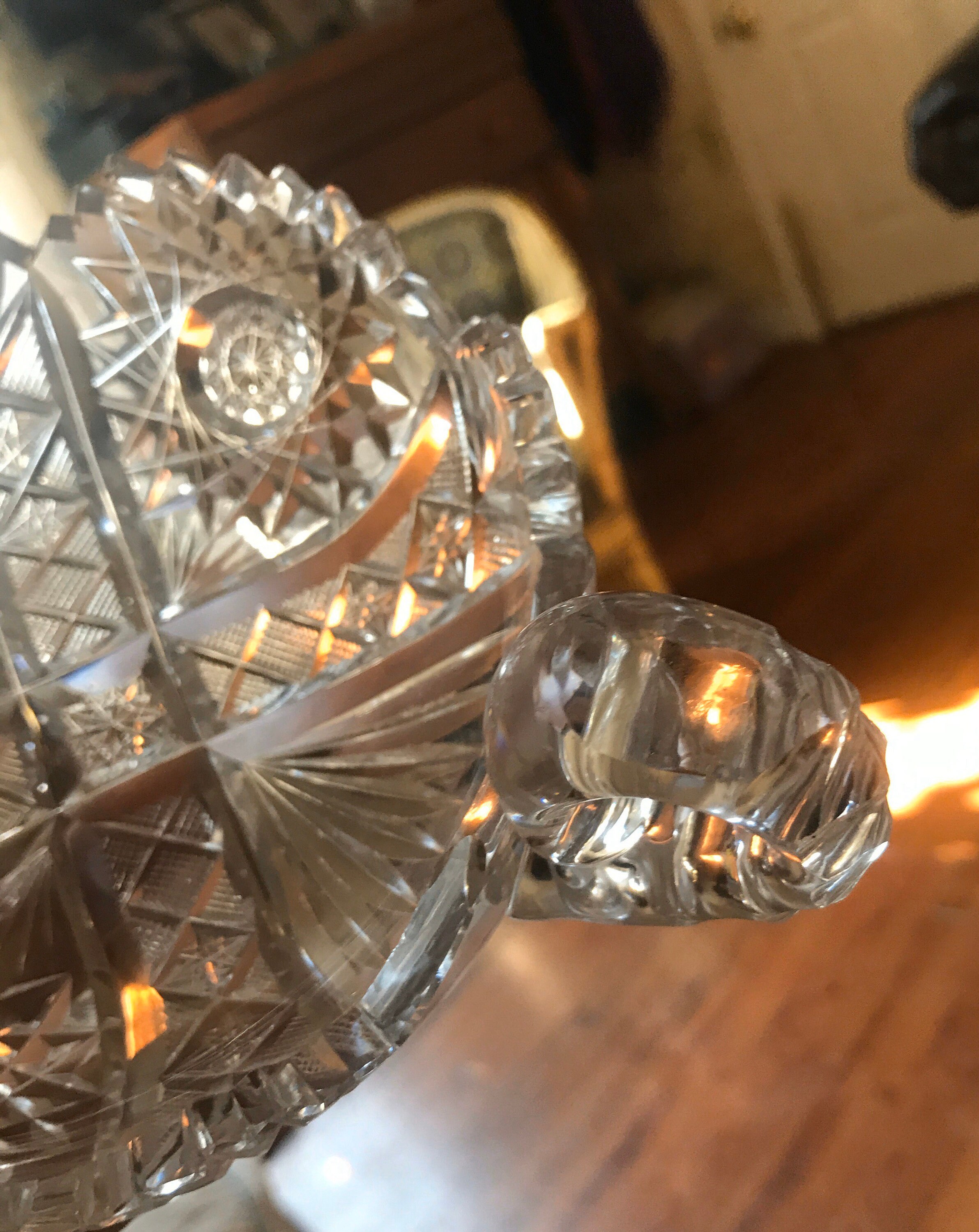 Cut Crystal Nappy Dish Vintage Hobstar Star - Sawtooth Rim - Thumb ...