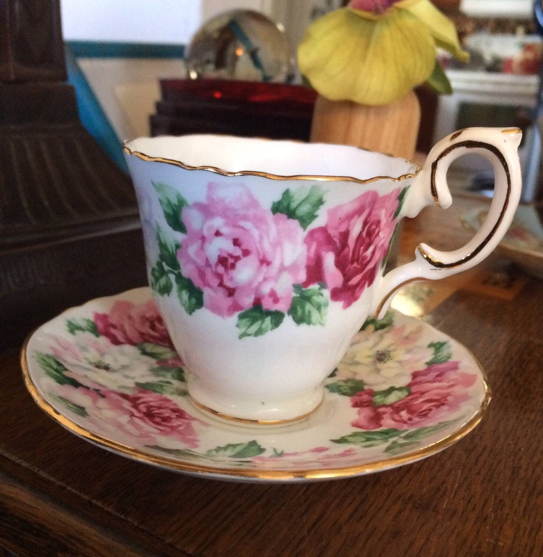 Vintage Tea Cup and Saucer - Staffordshire Trinity Rose Teacup and ...