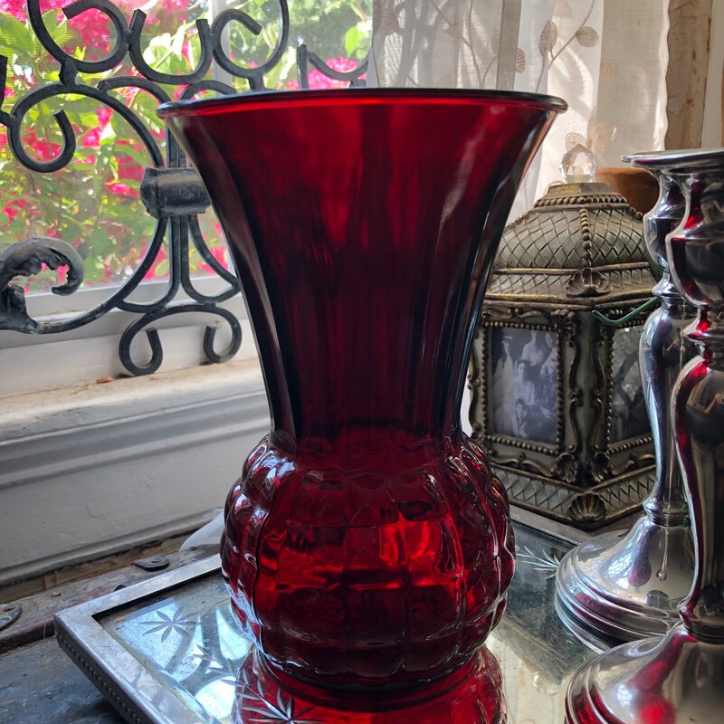 Ruby Red Vase - Etsy