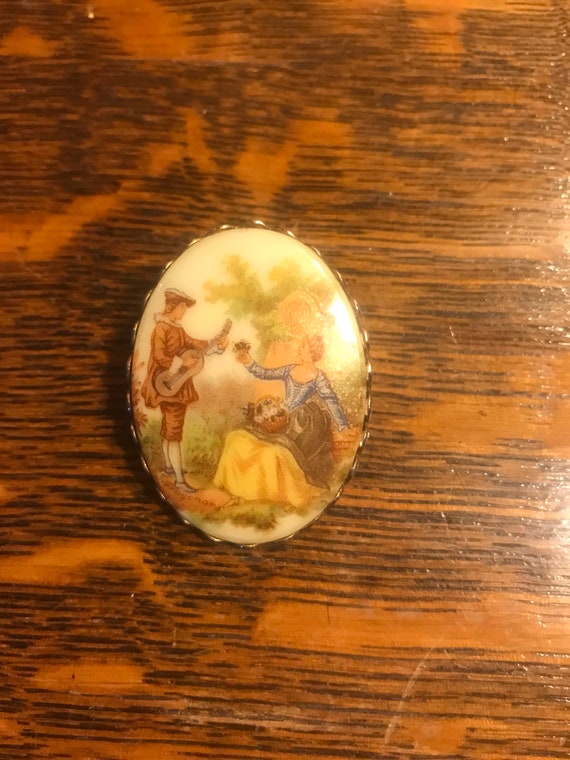 Antique Victorian Transfer Pin - Brooch - Gem