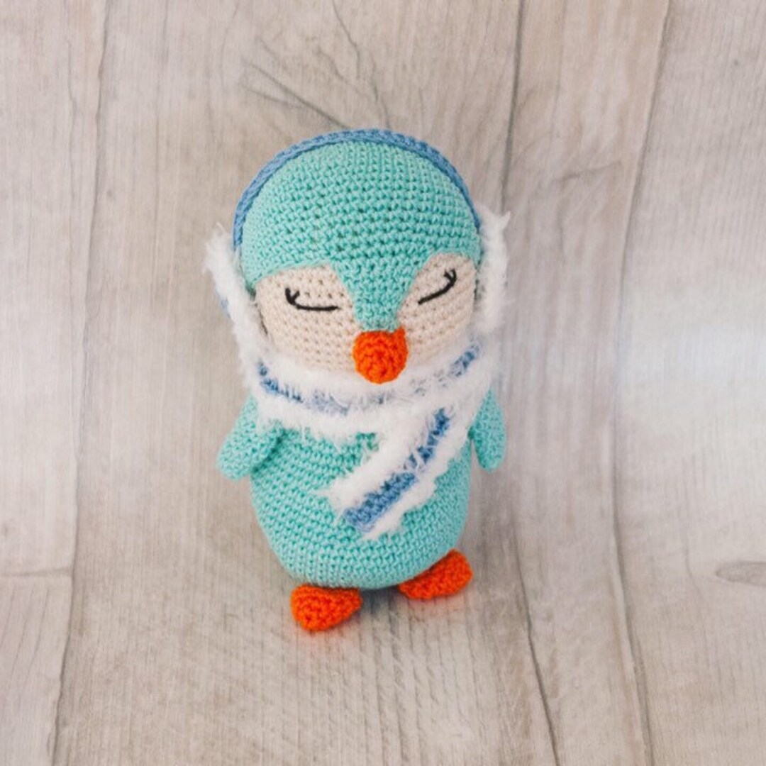 Penguin Amigurumi With Scarf and Bingo, Plush Puppet, Wire Pet, Crochet ...
