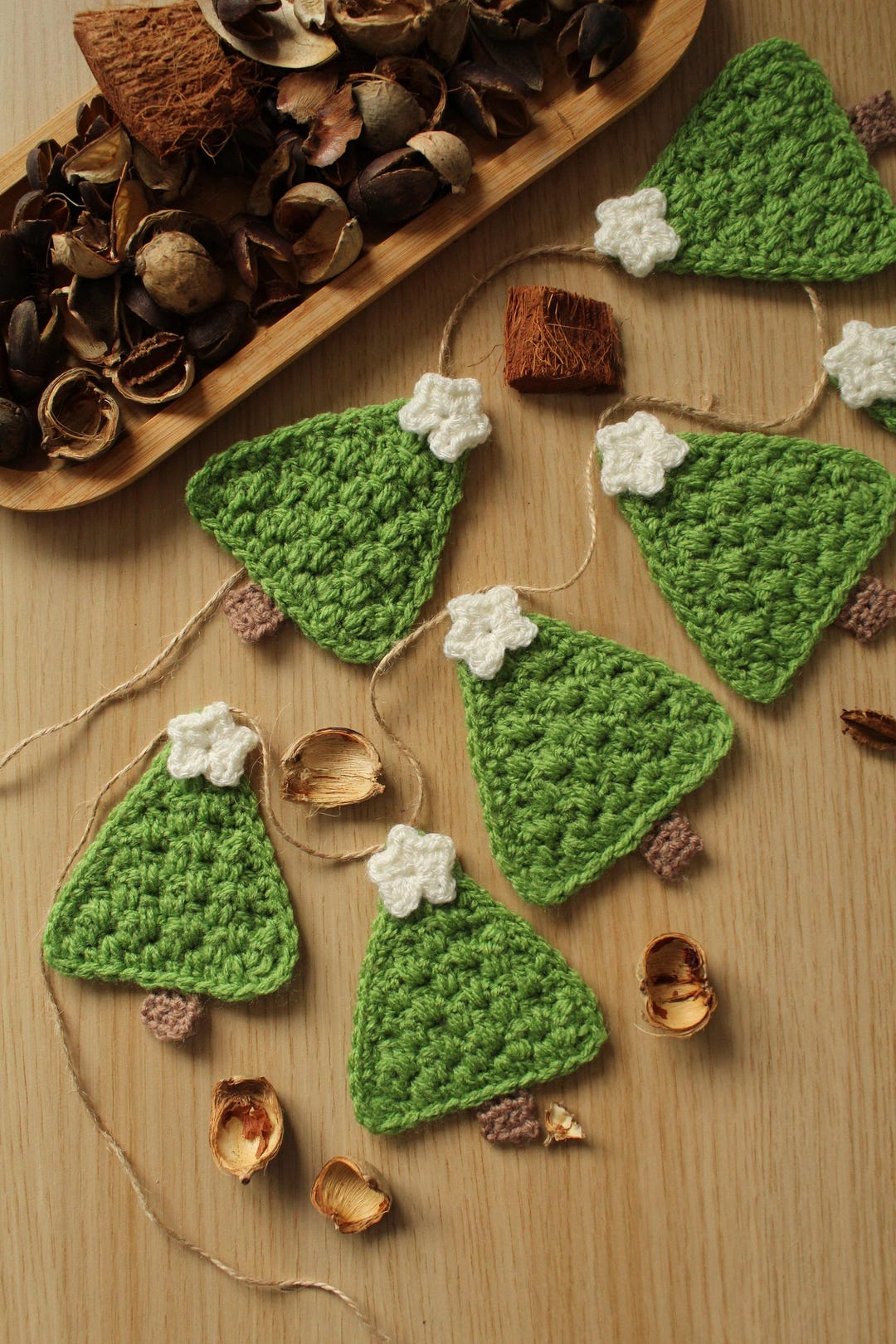 Crochet Pattern - Christmas Tree Decoration Garland PDF Instant ...