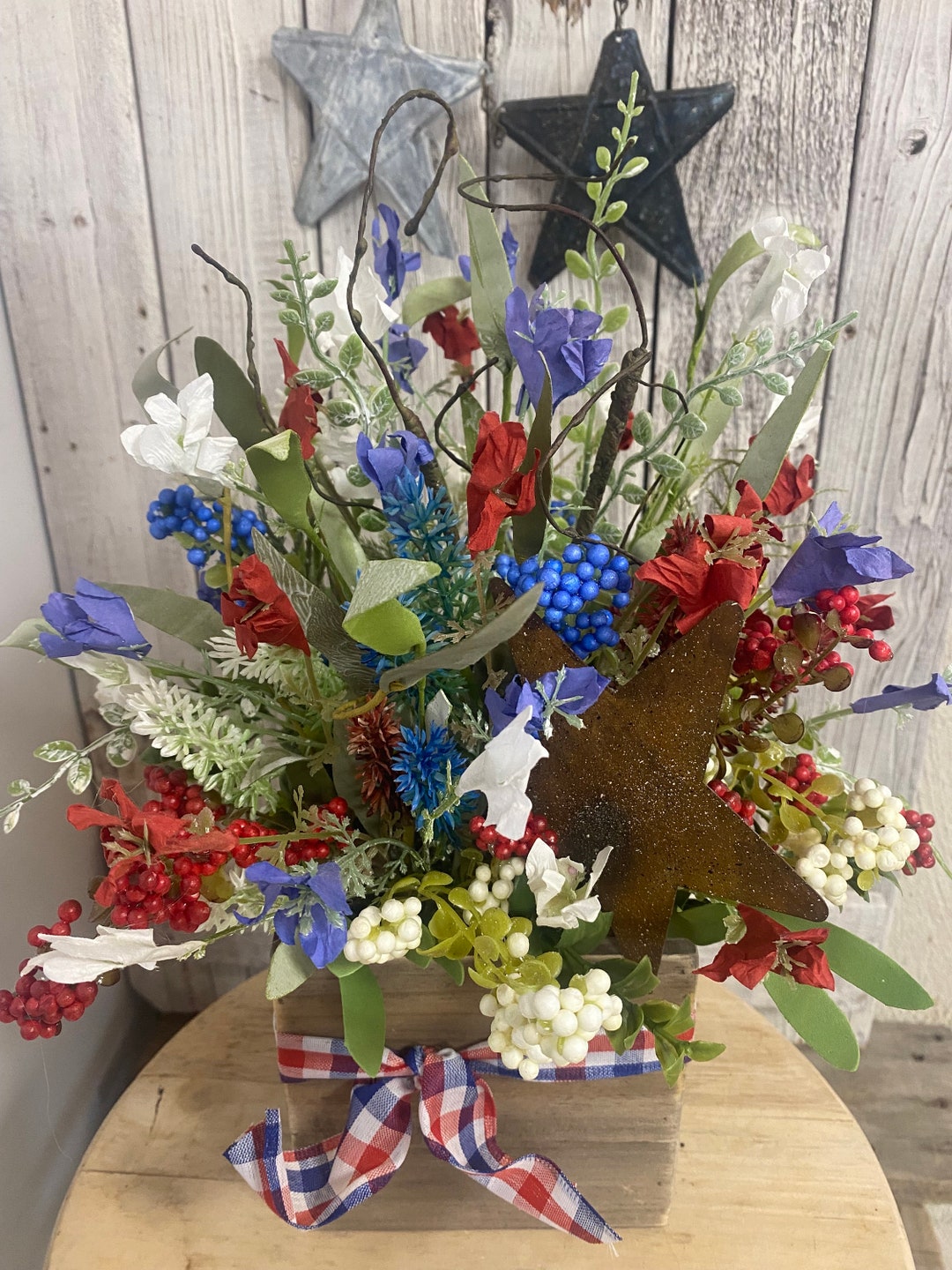 Primitive Patriotic Arrangement -patriotic Farmhouse Arrangement ...