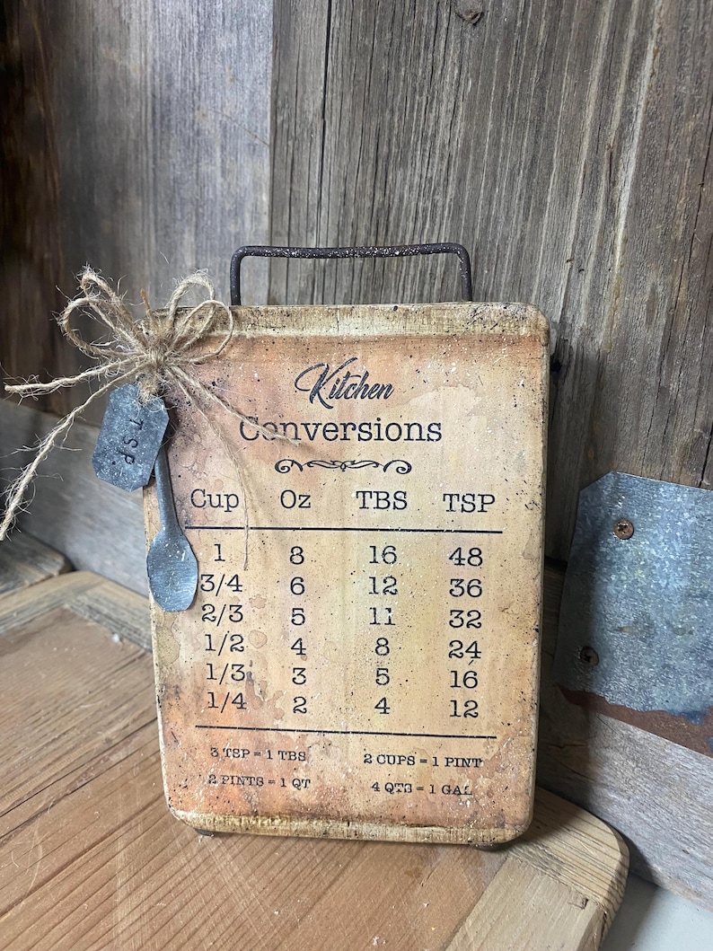 Primitive Kitchen Conversions Sign: Reclaimed Wood Farmhouse Kitchen ...