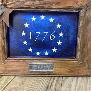 Primitive Tin and Wood 1776 Sign Patriotic America Sign primitive 7 1/4 ...