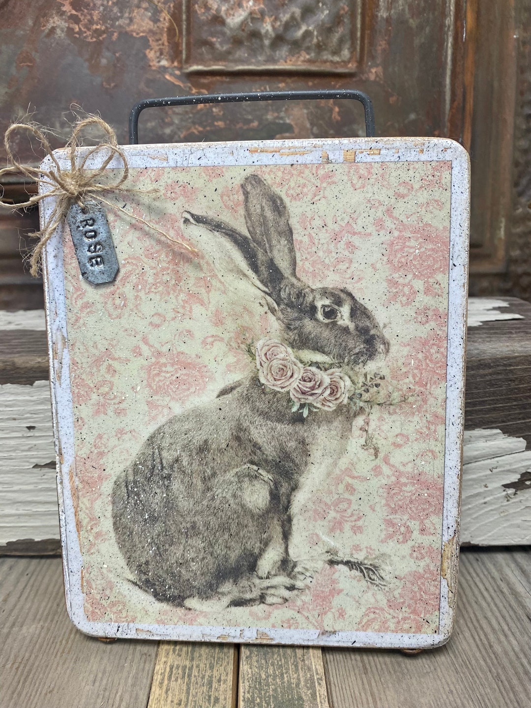 Primitive Rabbit Standing Sign 5 1/2x7 Primitive Easter Sign Farmhouse ...