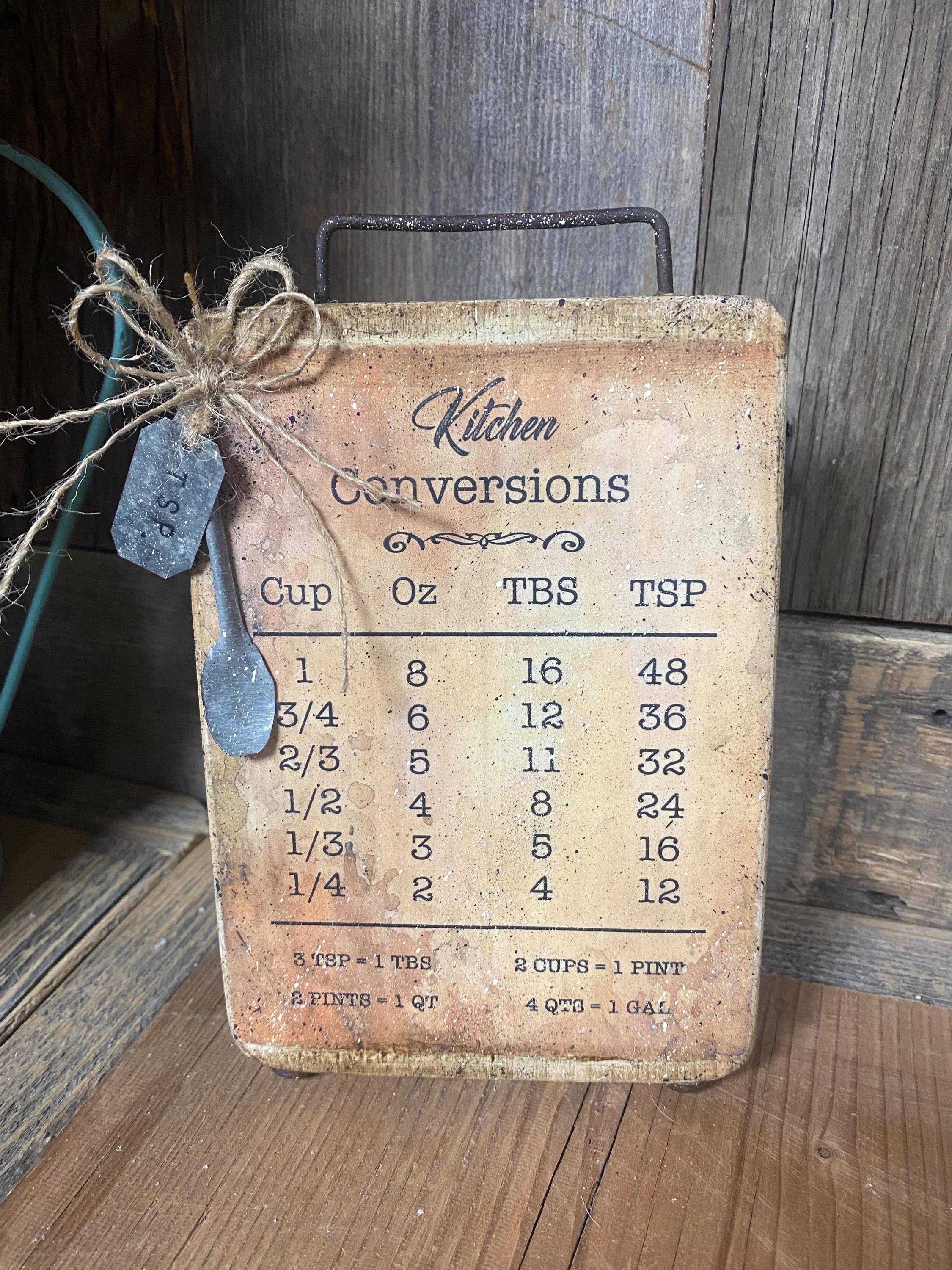 Primitive Kitchen Conversions Sign: Reclaimed Wood Farmhouse Kitchen ...
