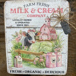 Farmhouse Pink Milk and Cream Standing Sign 5 1/2x7 Standing Sign ...