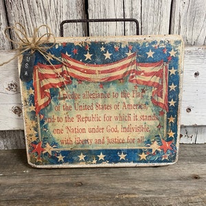 Primitive Pledge Allegiance Standing Wood Sign- 6x6 1/2 or 8x10 Sign ...