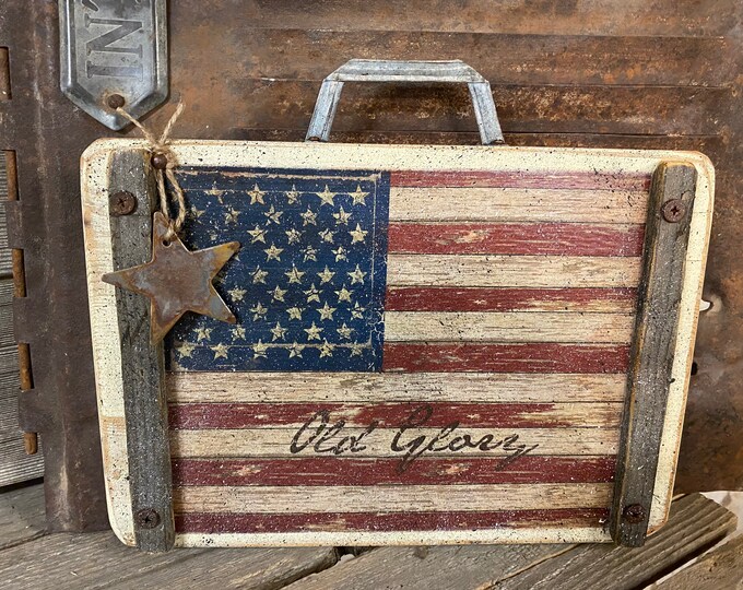Primitive Old Glory Wood Sign 12x9 Wood Sign Patriotic Sign - Etsy