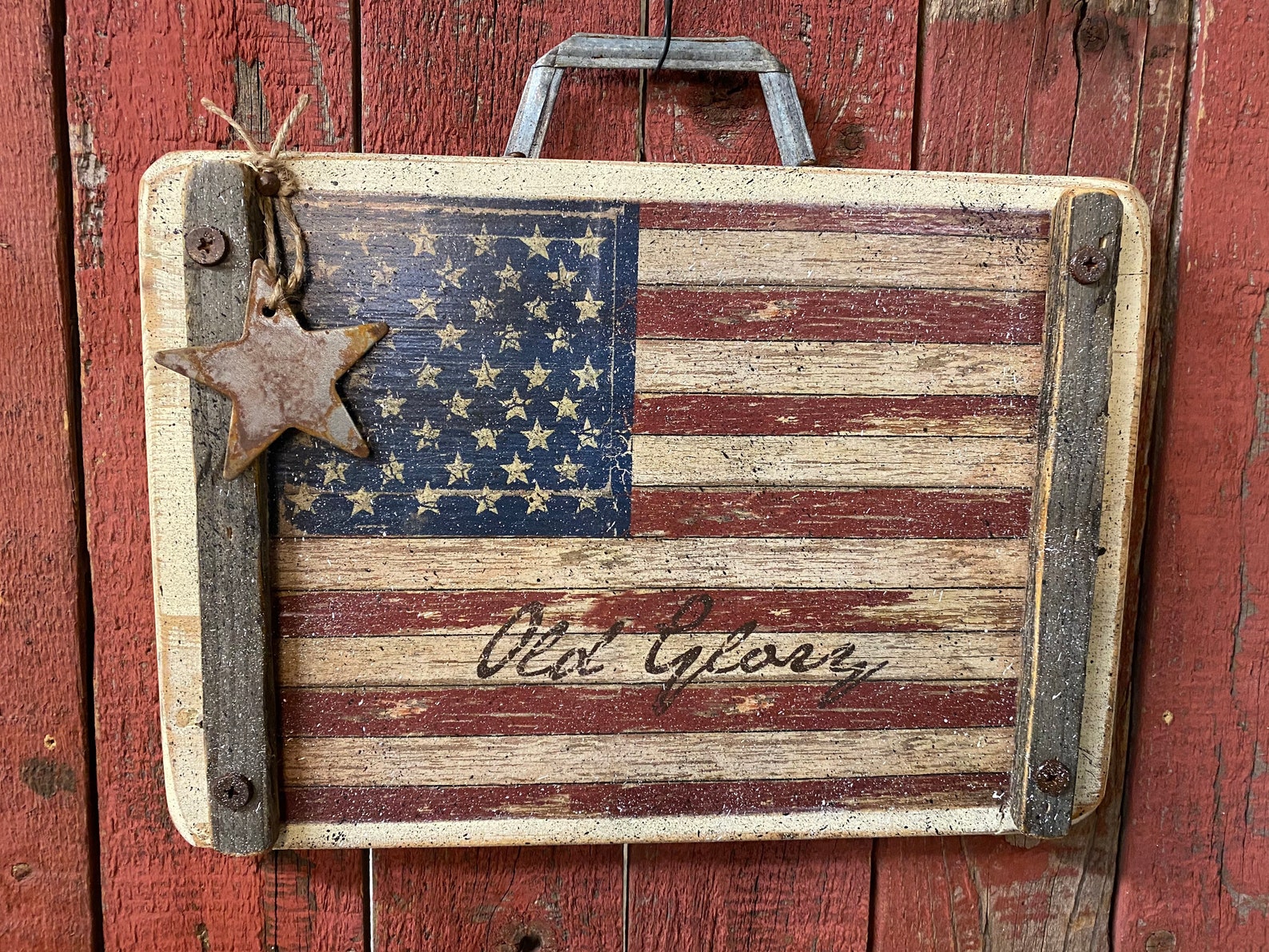 Primitive Old Glory Wood Sign 12x9 wood sign patriotic sign | Etsy