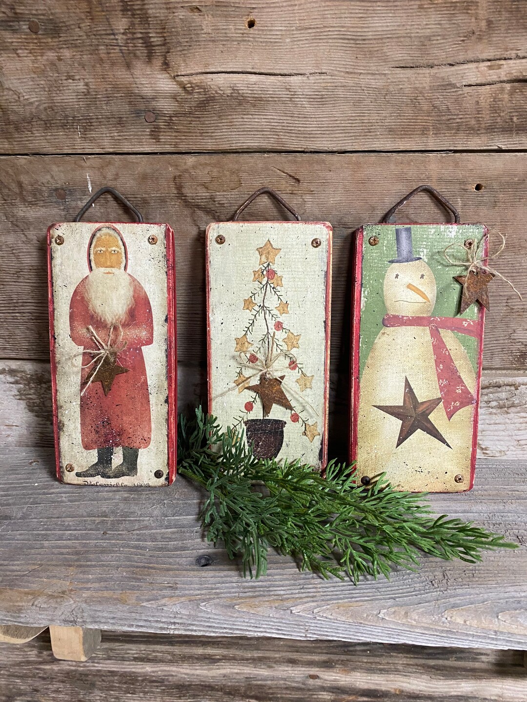 Primitive Christmas Tree Sign- 3x7 Wood Christmas Sign - Primitive ...