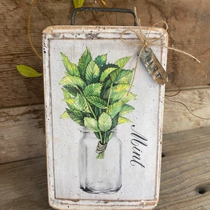 Primitive Herb Standing Signs - 4x6 Wood Sign - Tiered Tray Sign ...