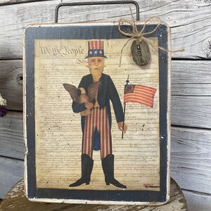 Primitive Patriotic Uncle Sam Standing Sign- 5 1/2x7 1/2 Weathered Wood ...