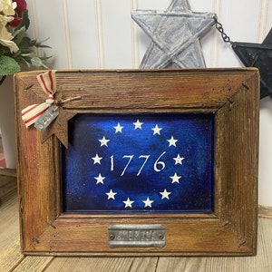 Primitive Tin and Wood 1776 Sign Patriotic America Sign primitive 7 1/4 ...