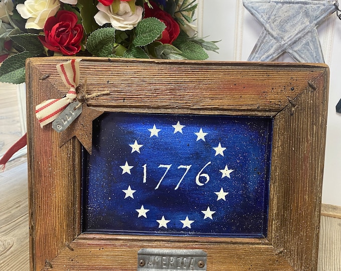 Primitive Tin and Wood 1776 Sign - Patriotic America Sign -primitive 7 ...