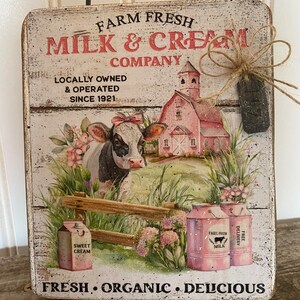 Farmhouse Pink Milk and Cream Standing Sign 5 1/2x7 Standing Sign ...