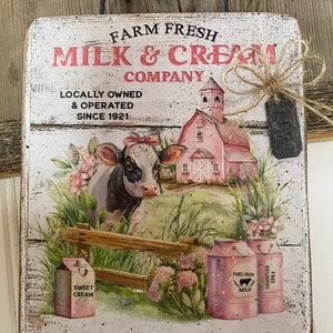 Farmhouse Pink Milk and Cream Standing Sign 5 1/2x7 Standing Sign ...
