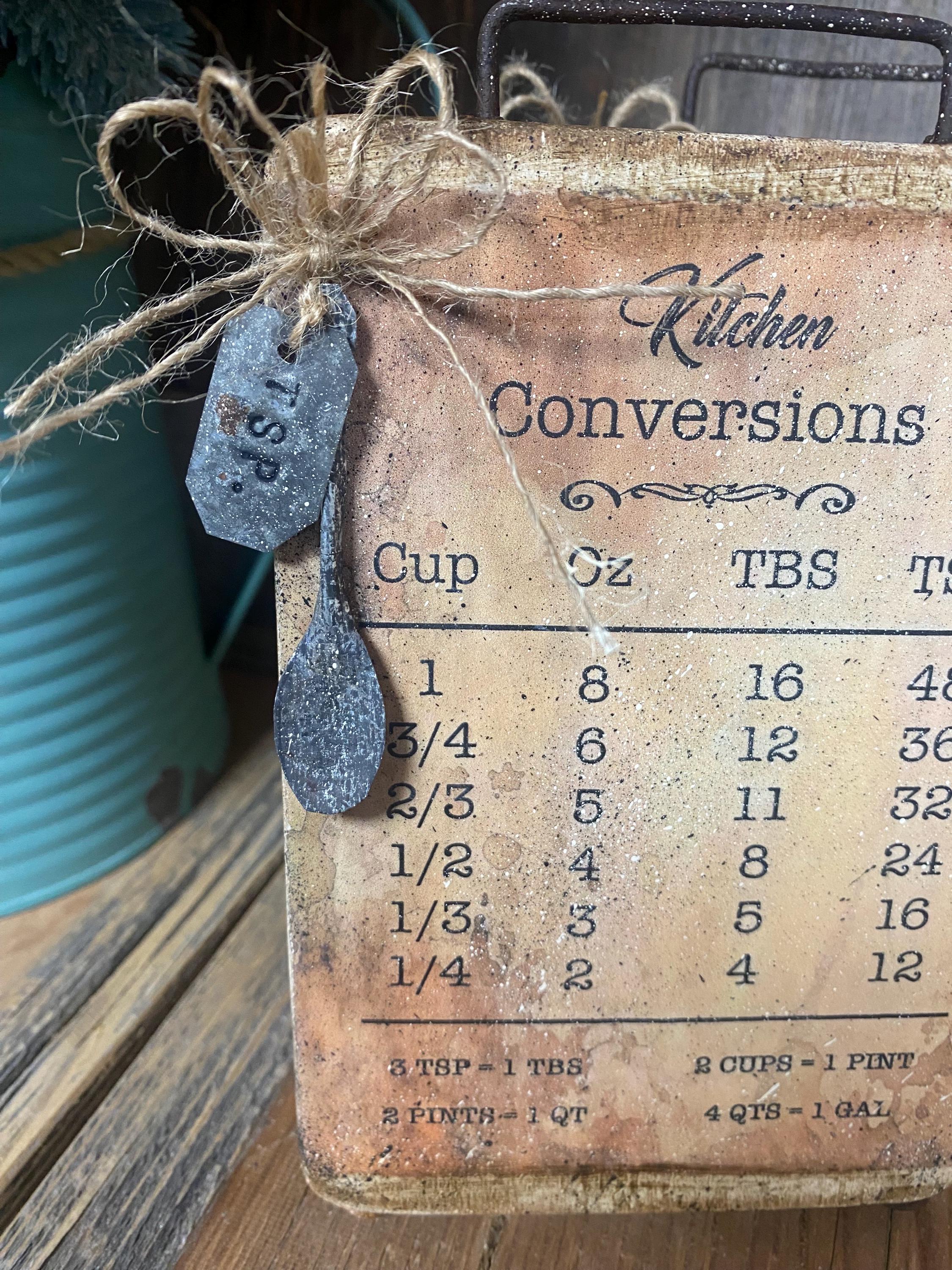 Primitive Kitchen Conversions Sign: Reclaimed Wood Farmhouse Kitchen ...