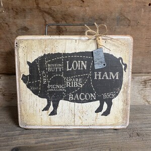 Primitive Farmhouse Pork Chart Standing Sign 6x6 1/2 Standing Wood Sign ...