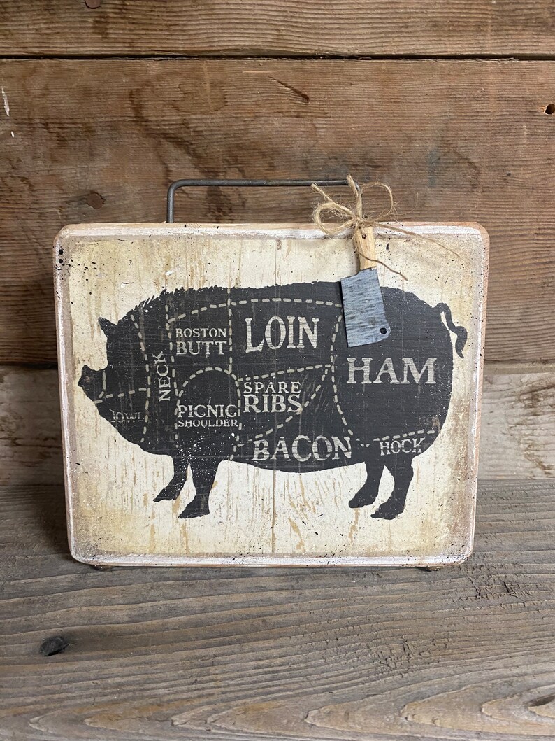 Primitive Farmhouse Pork Chart Standing Sign 6x6 1/2 - Etsy