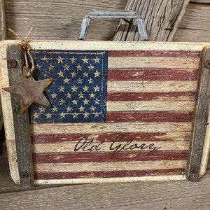 Primitive Old Glory Wood Sign 12x9 wood sign patriotic sign | Etsy