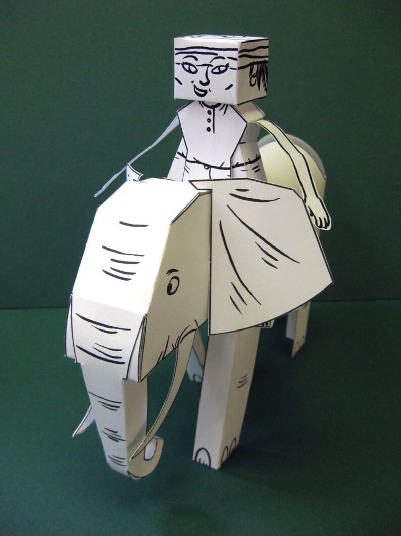 Elephant and Rider Paper Toy - Etsy