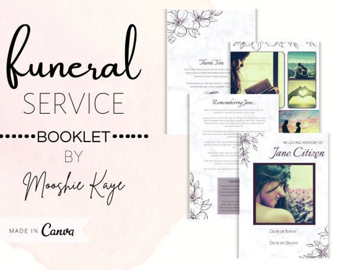 FUNERAL BOOKLET: Funeral Pamphlet Custom Memorial Printout - Etsy Australia