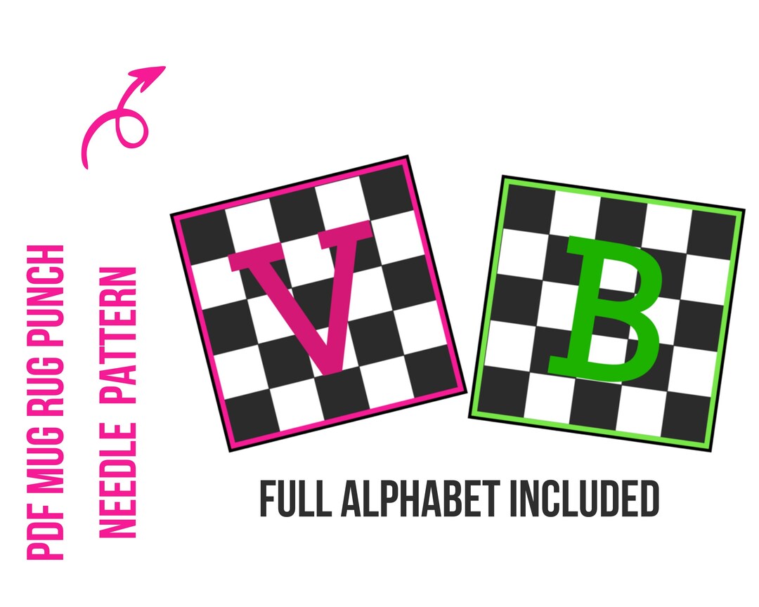 Punch Needle Pattern, Checkerboard and Alphabet, Full Alphabet Included ...