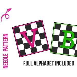 Punch Needle Pattern, Checkerboard and Alphabet, Full Alphabet Included ...
