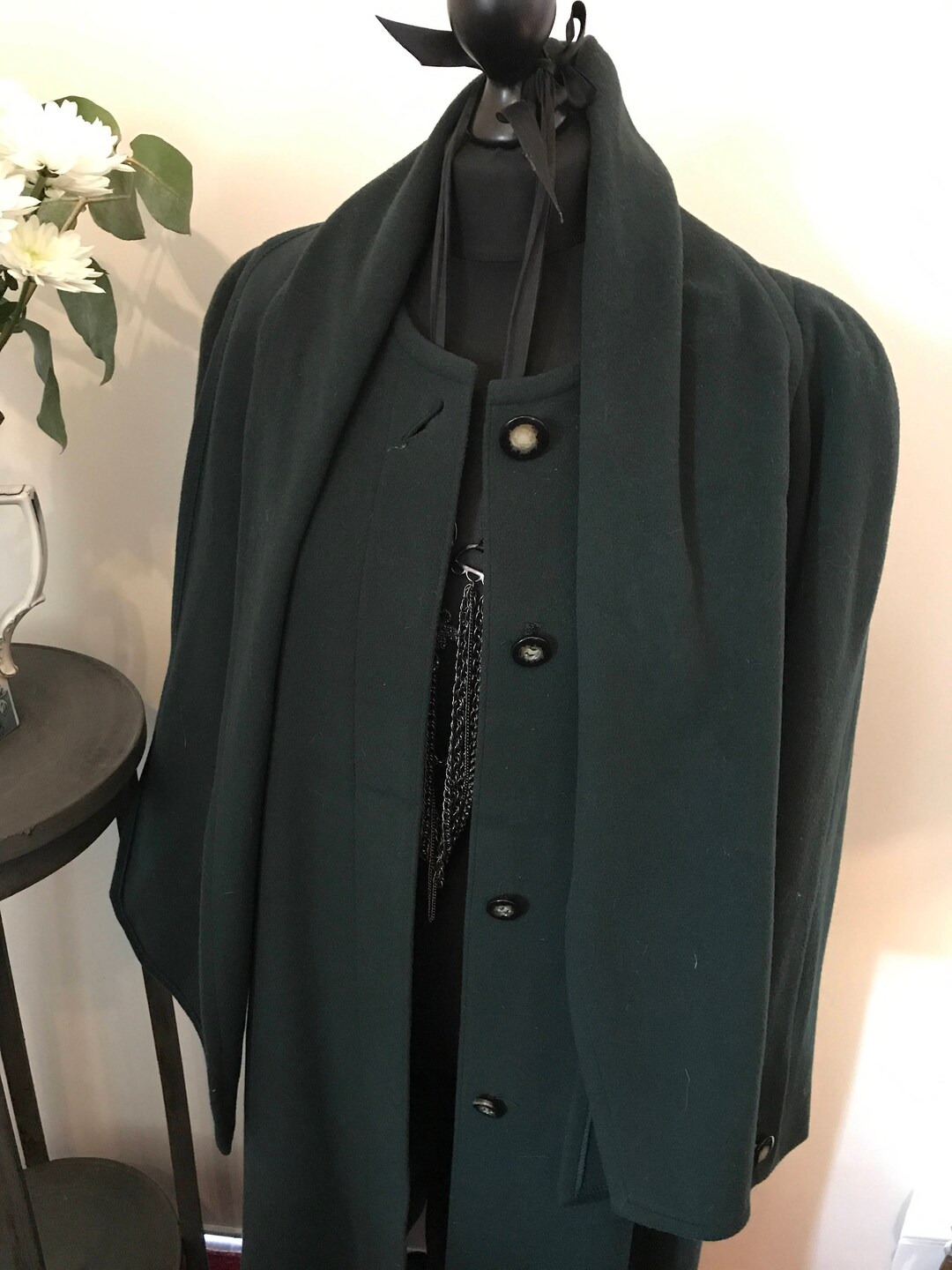 L.A.S. Vintage Olive Green Wool Coat. Green Wool Coat. Green Long Coat ...