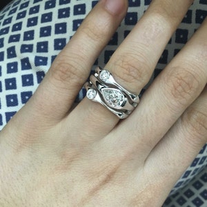 Horizontal Bezel Set Pear Shape Diamond Ring, 14K Gold Bezel Setting ...