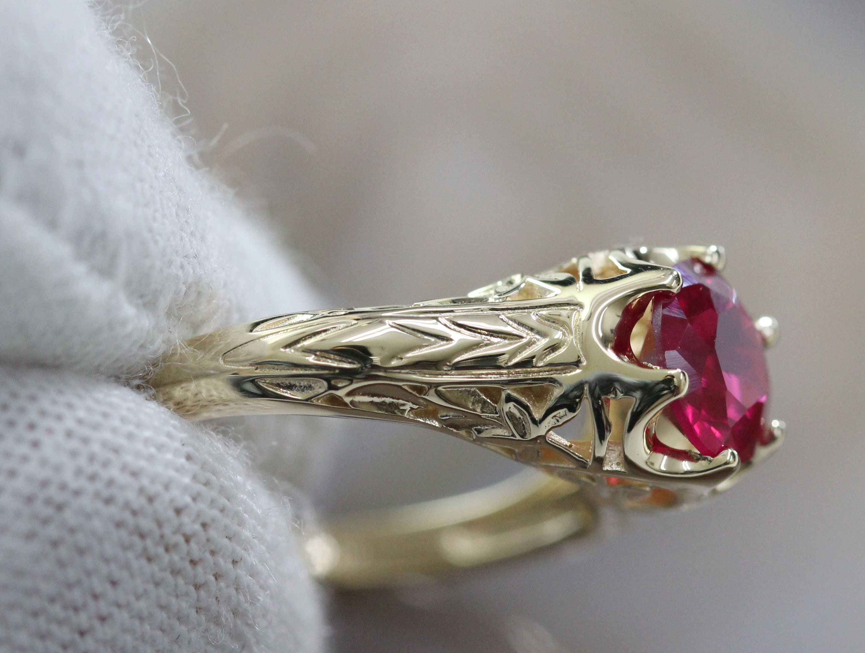 Victorian Era Inspired Natural Ruby Ring in 14K Yellow Gold - Etsy