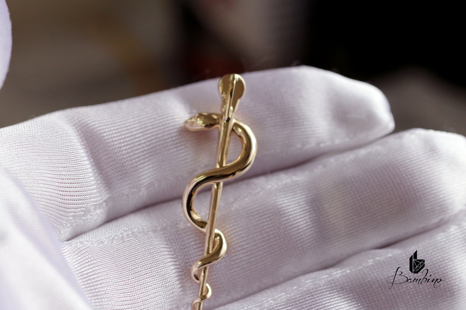 Rod of Asclepius Necklace Caduceus Necklace Real Solid Gold - Etsy