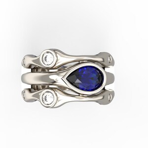 Horizontal Bezel Set Pear Shape Diamond Ring, 14K Gold Bezel Setting ...