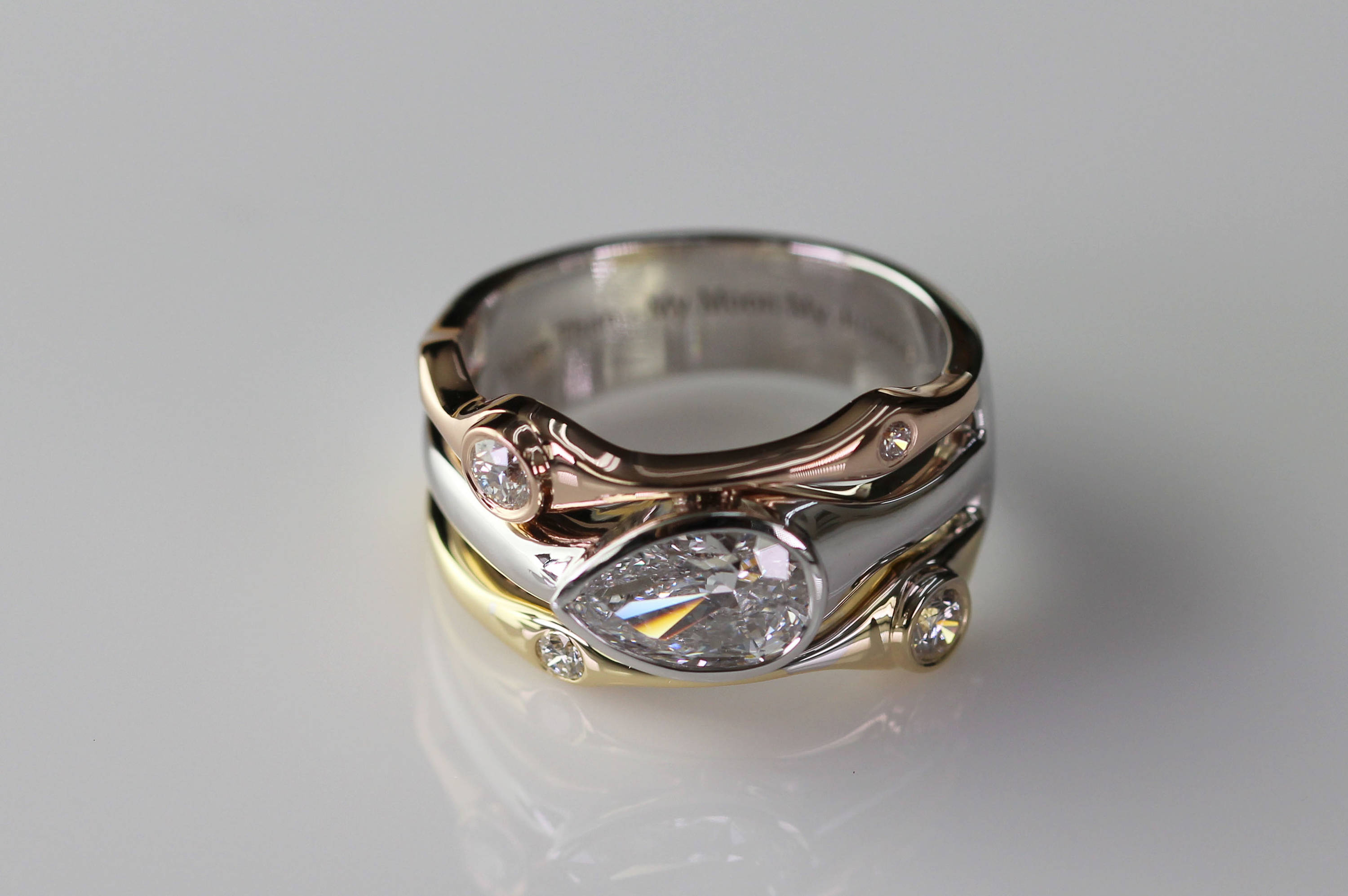 Horizontal Bezel Set Pear Shape Diamond Ring 14K Gold Bezel - Etsy Ireland