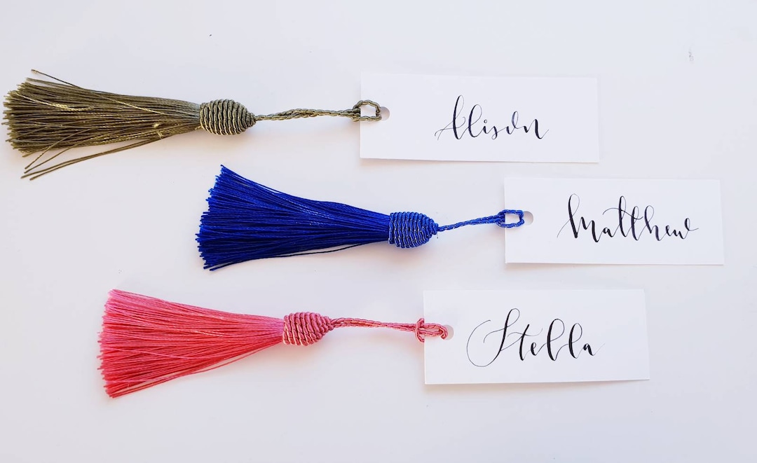 Calligraphy Place Card Tags With Tassels | Name Tags | Wedding ...