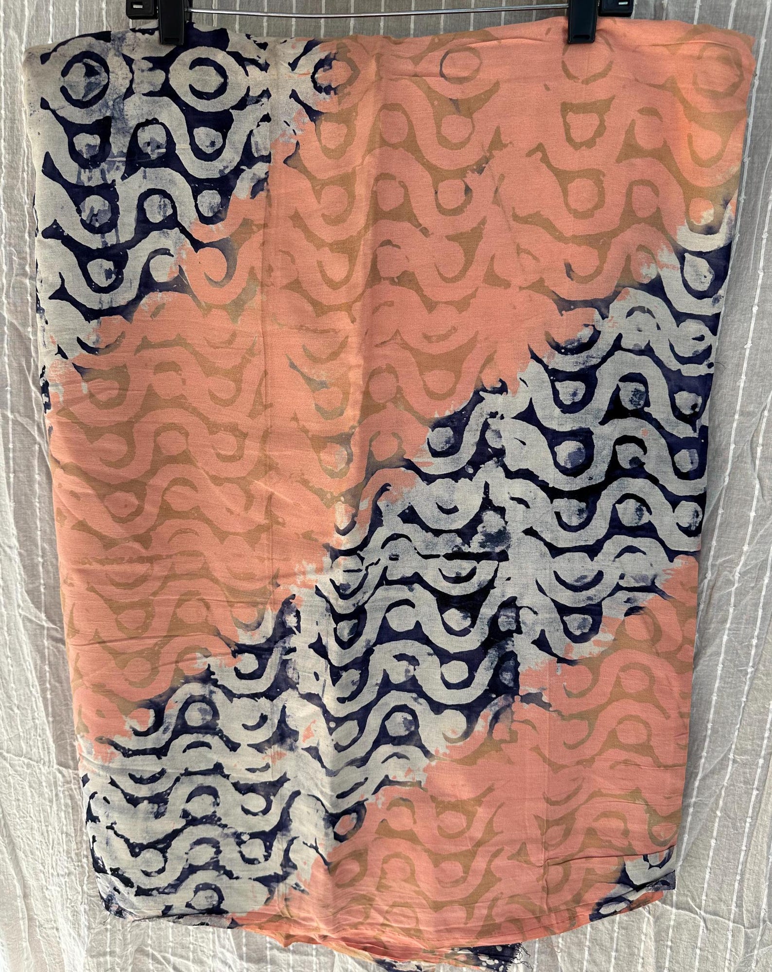 Melhfa Veil African Batik Mauritanian Body Wrap Blue, White & Pink 14ft ...