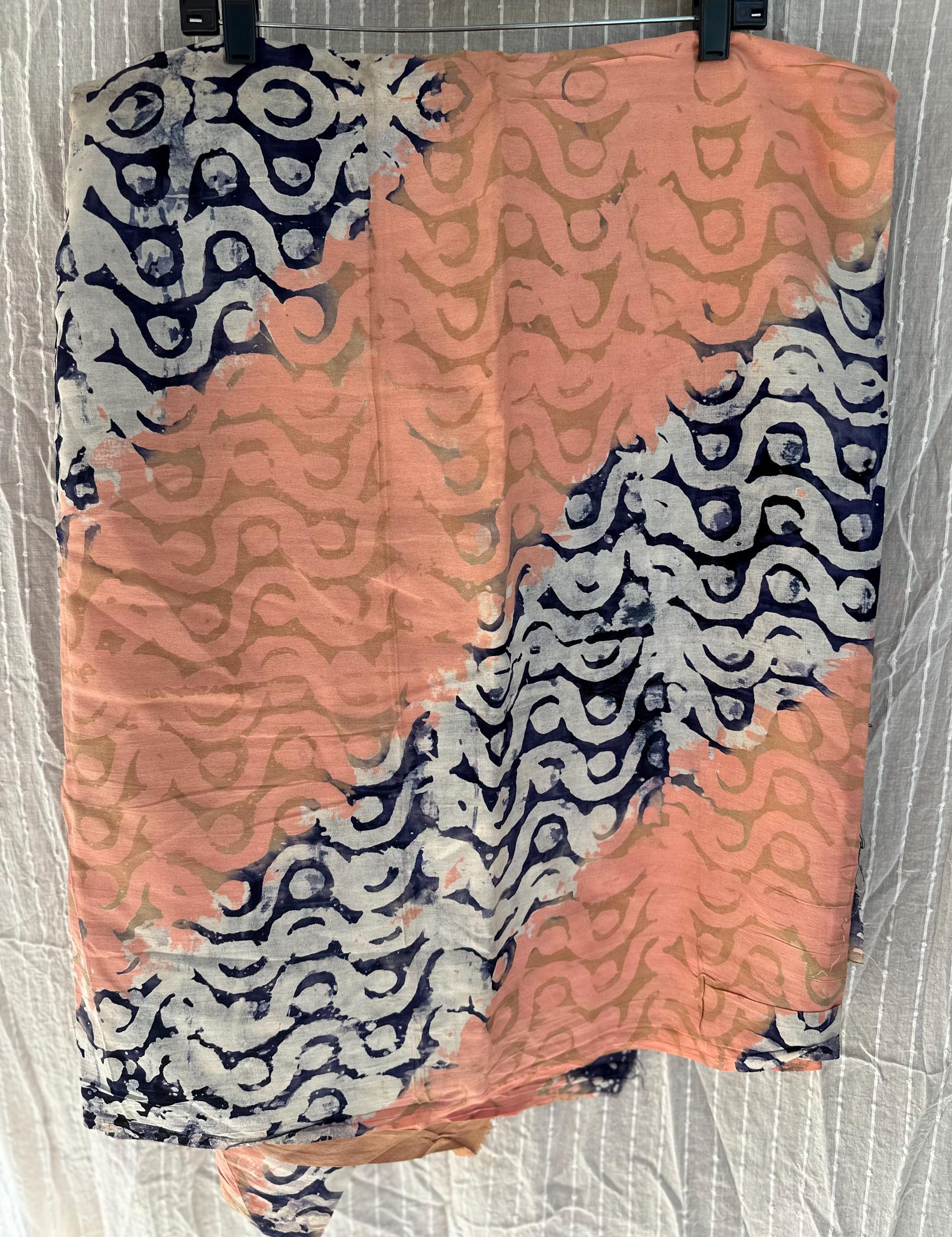 Melhfa Veil African Batik Mauritanian Body Wrap Blue, White & Pink 14ft ...