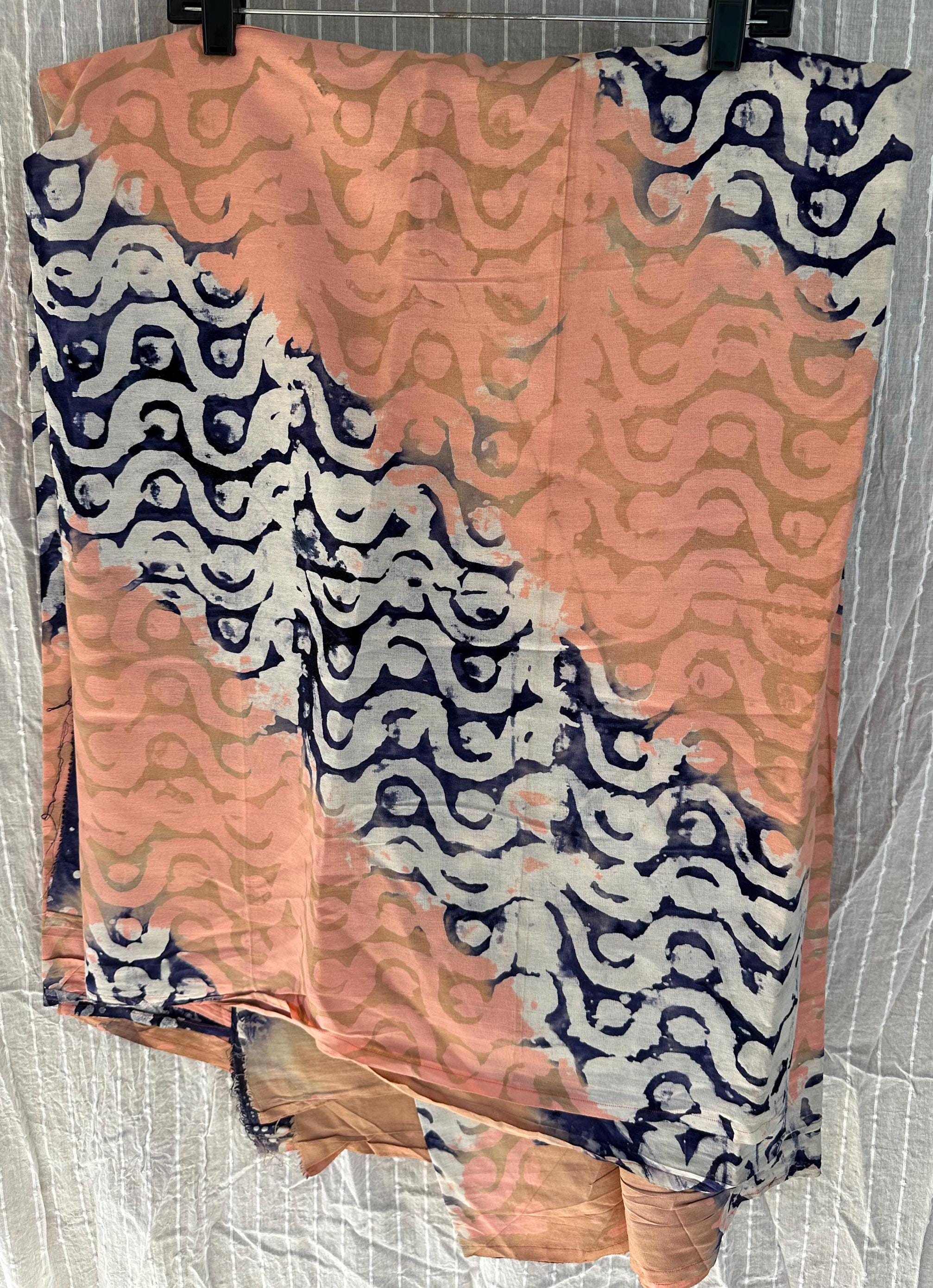 Melhfa Veil African Batik Mauritanian Body Wrap Blue, White & Pink 14ft ...