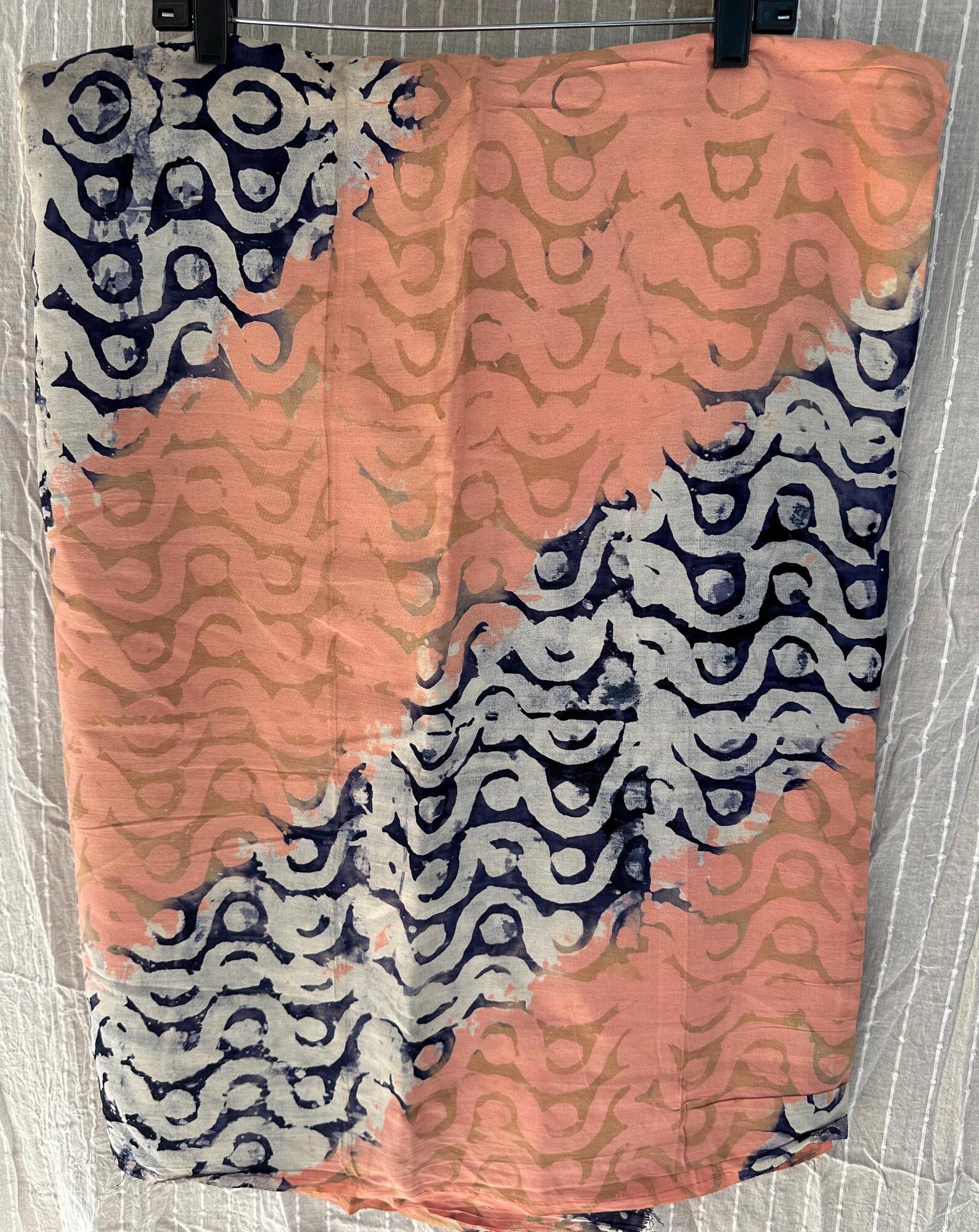 Melhfa Veil African Batik Mauritanian Body Wrap Blue, White & Pink 14ft ...