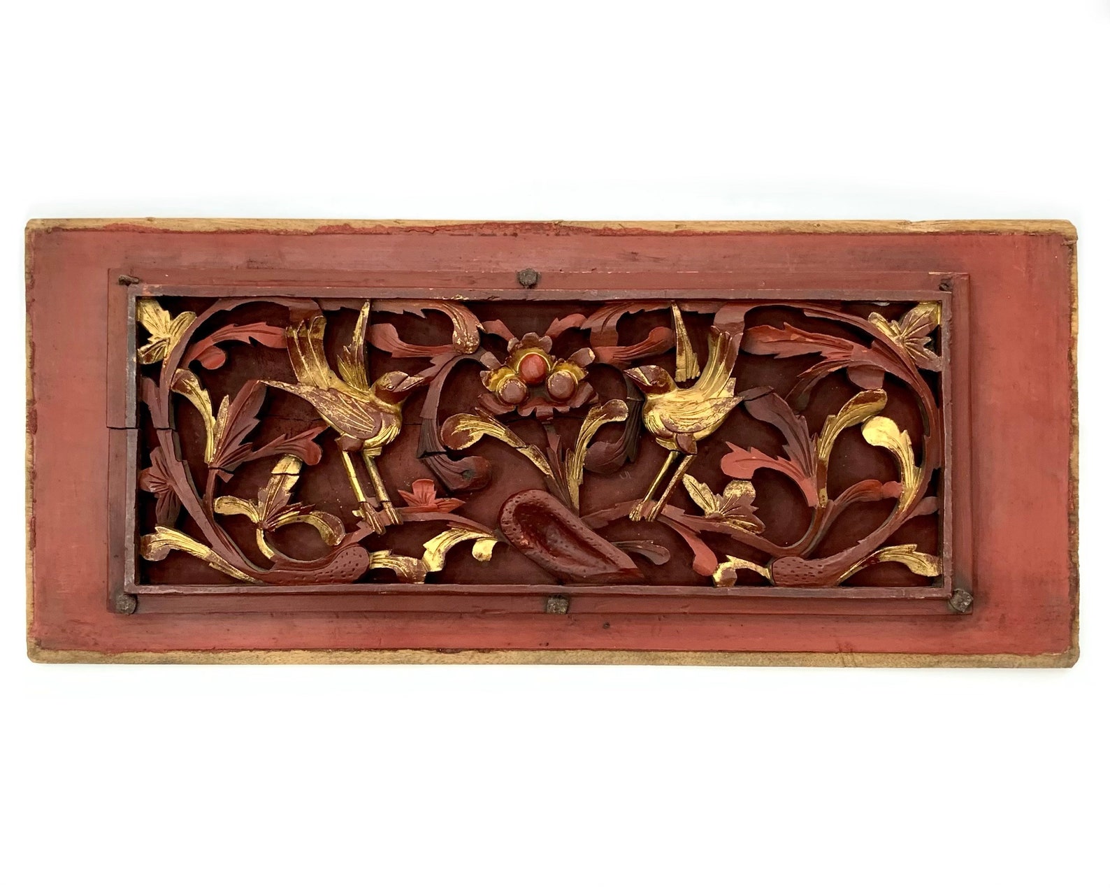 A Stunning Piece of Antique Chinese Wood Carved Panel 47cm X 20cm ...