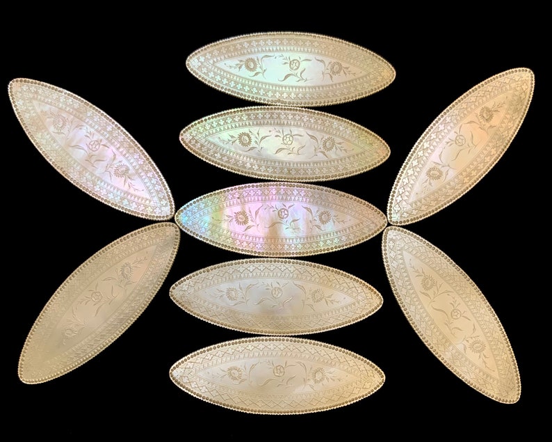 Job Lot of 9 Pieces Antique Chinese Mother of Pearl Gambling Counters ...