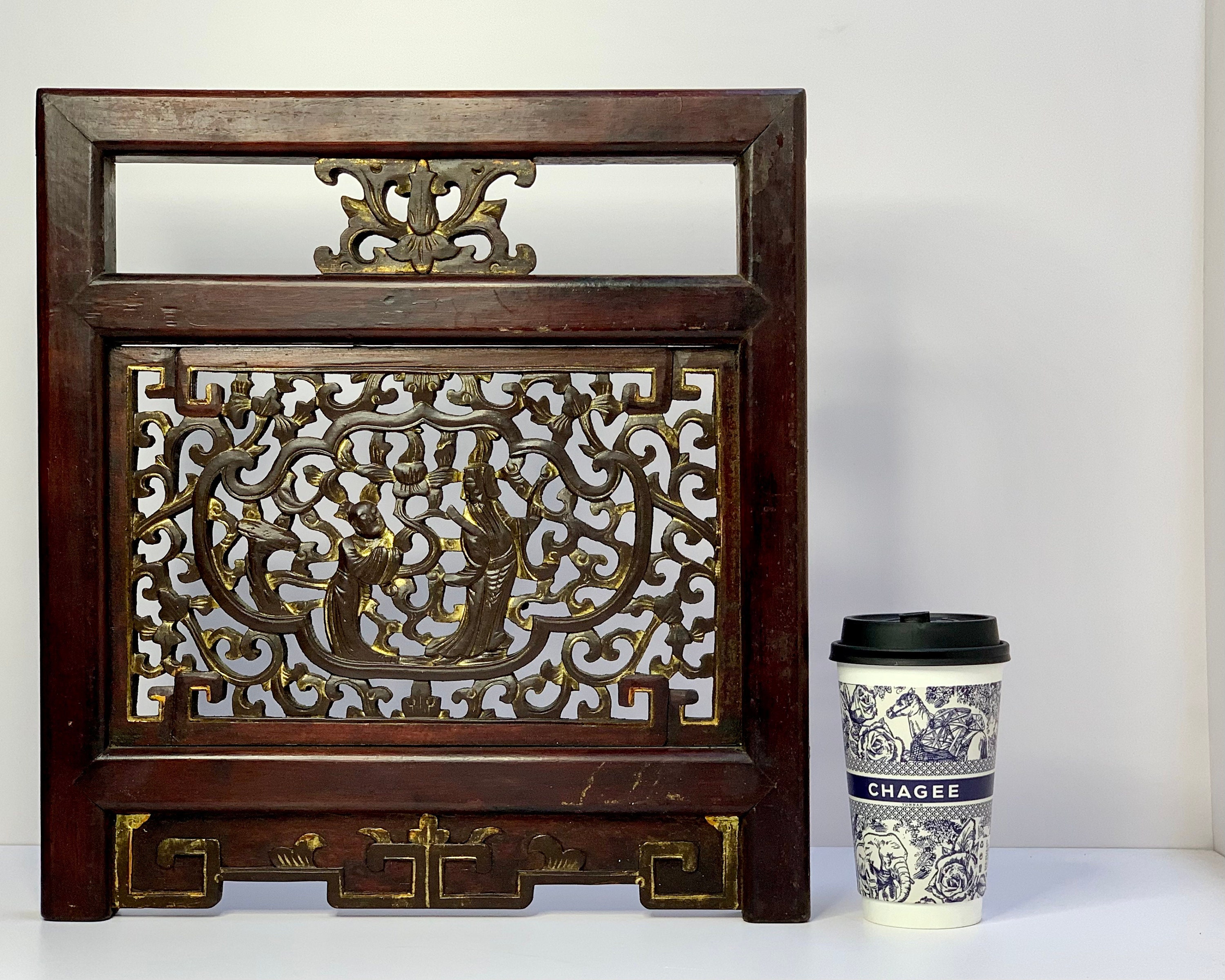 One Antique Chinese Wood Carved and Framed Table Screen Window 1800s ...