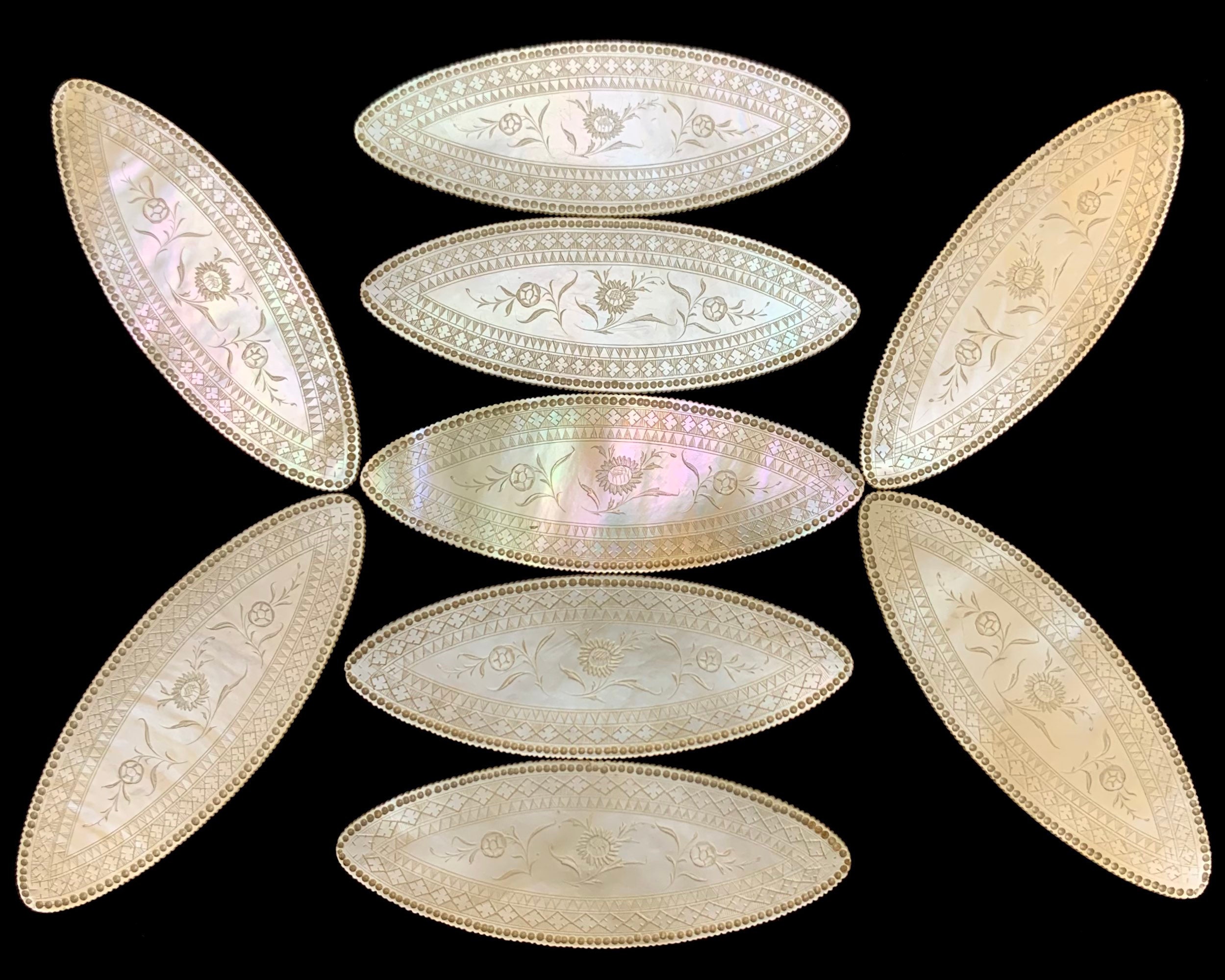 Job Lot of 9 Pieces Antique Chinese Mother of Pearl Gambling Counters ...