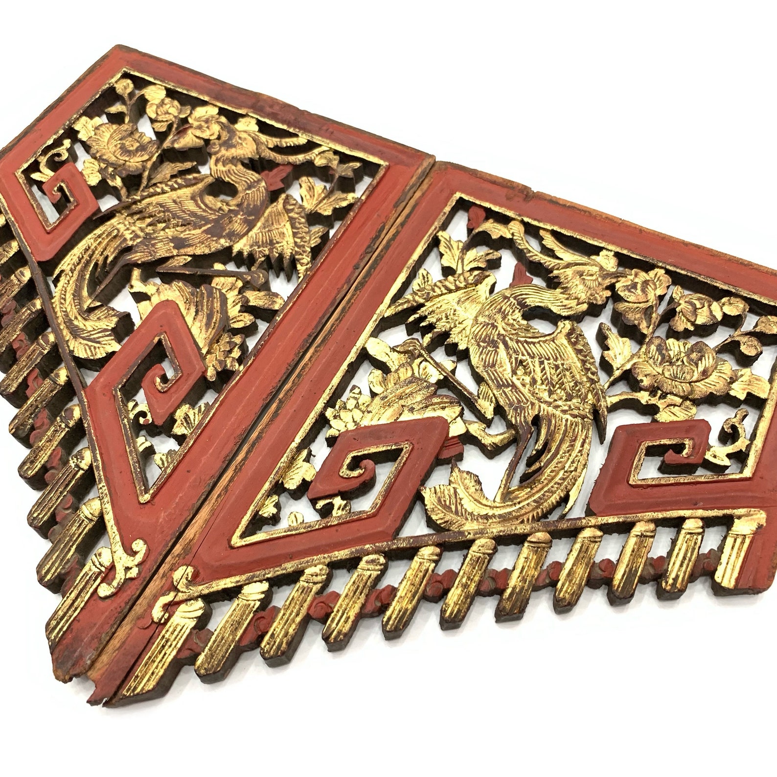 A Stunning Pair of Antique Chinese Carved Phoenix Wood Panels - Etsy