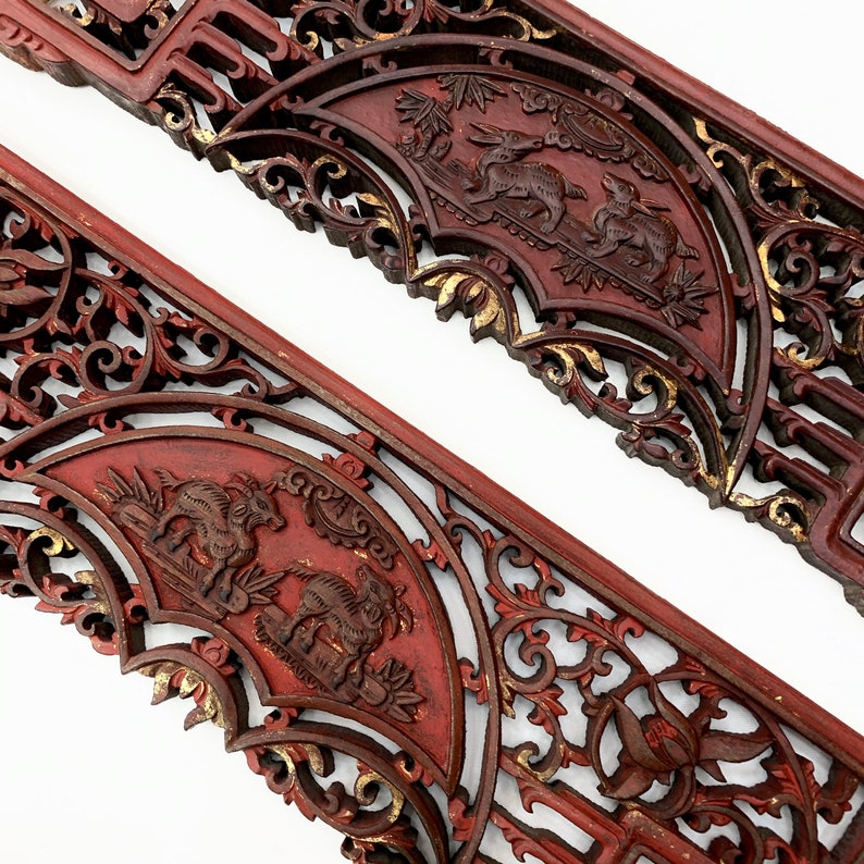 A Pair of Chinese Antique Wood Carvings Rabbits and Lambs - Etsy