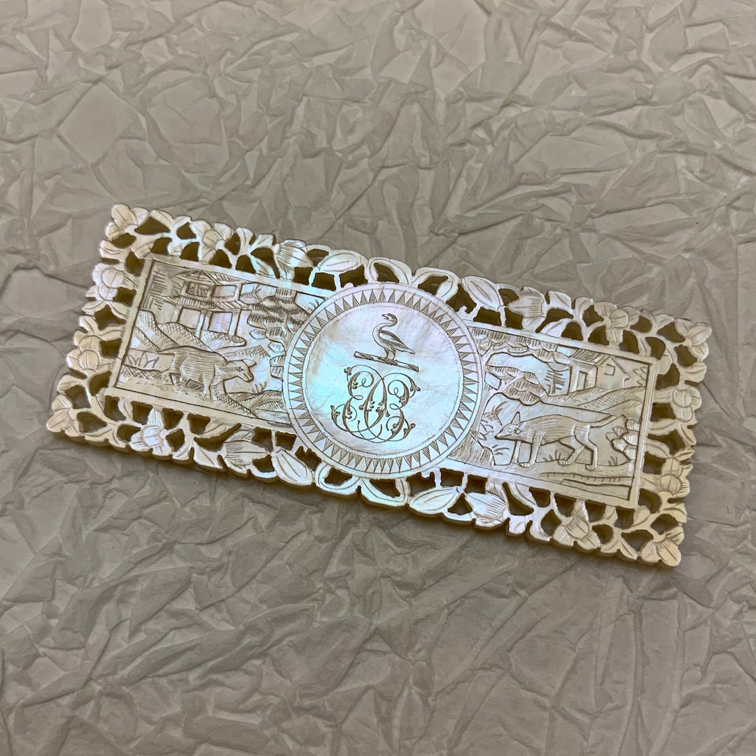 Carthew Counter, Antique Deep Carving Mother of Pearl Gaming Counter ...